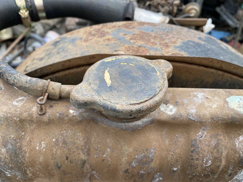 Old Radiator Cap Under the Hood of the Car Stock Photo - Image of crack ...