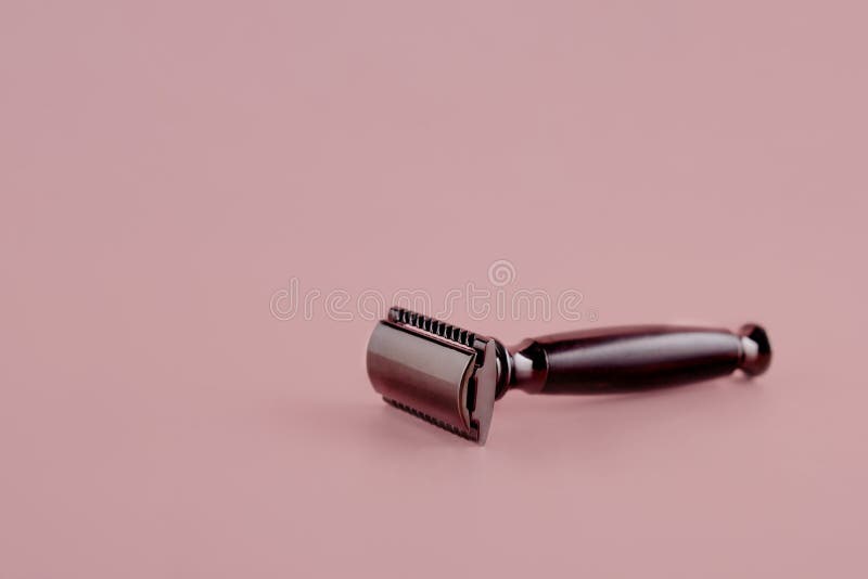 Close Up of Old Razor on a Pink Background. Space for Text Stock Image ...