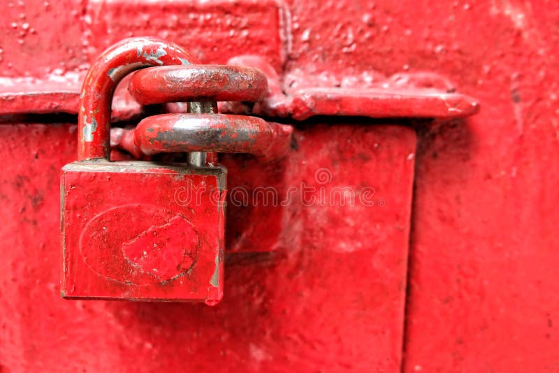 Close Up Old Red Lock Background. Stock Image - Image of light, castle ...
