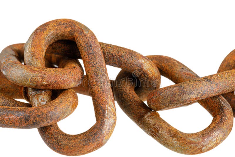 Close Up of Old Rusting Chain Isolated White Background Stock Photo ...