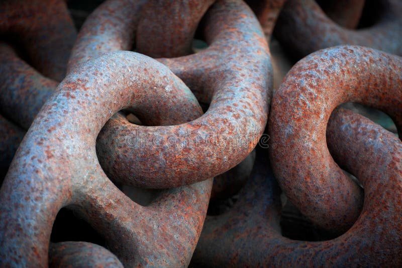 Close Up of an Old Rusty Anchor Chain. Stock Image - Image of chaining ...