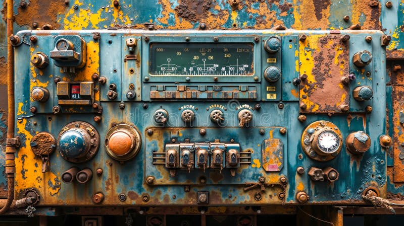 A Close Up of an Old Rusty Control Panel on a Train Stock Photo - Image ...