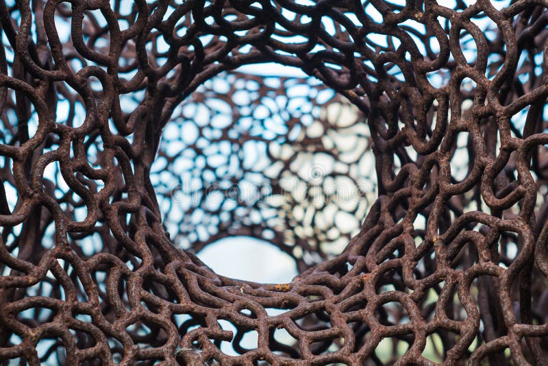Close Up Old Rusty Iron Net with Blur Background Stock Photo - Image of ...