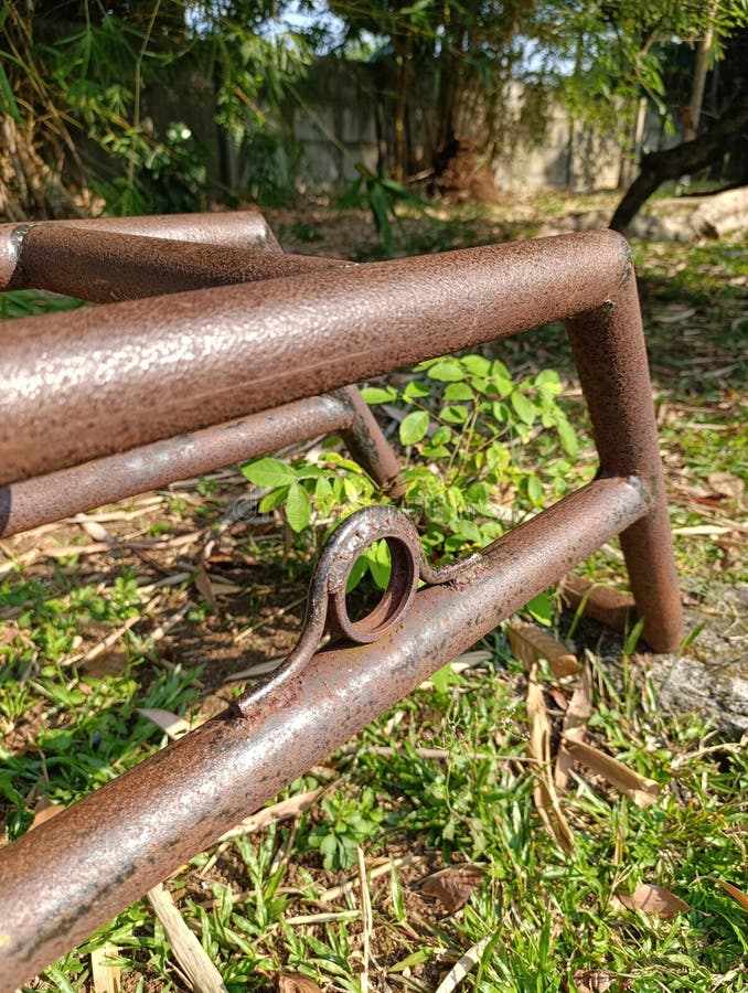 An Old Rusty Iron Pipe Seesaw Stand Stock Photo - Image of outdoor ...