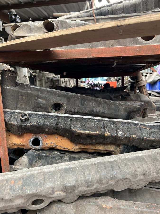 Old Rusty Metal Car Engine in Garage Stock Photo - Image of engineering ...