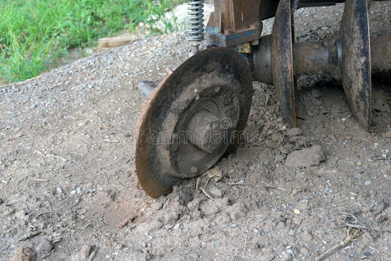 Close-up of Old Rusty Plow Tractor Disk of a Tractor on the ...