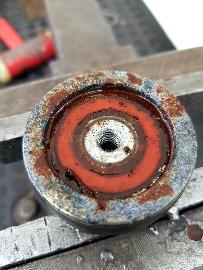 Close Up of Old Rusty Head in a Metal Workbench. Stock Image - Image of ...