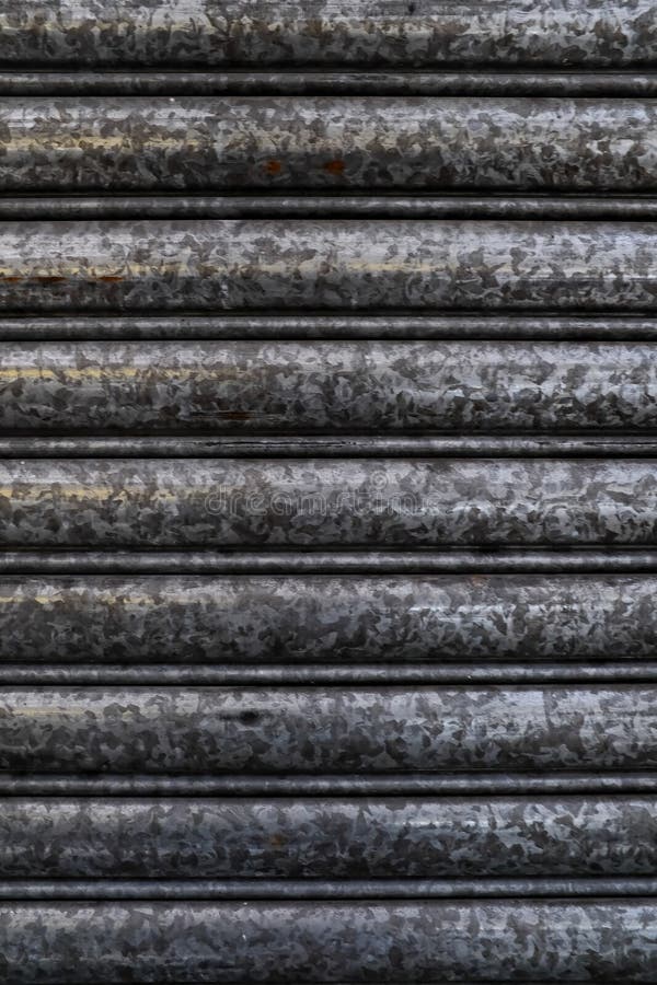 Close-up of Old Shutter Door. Metallic Rusty Texture Stripe Pattern on ...
