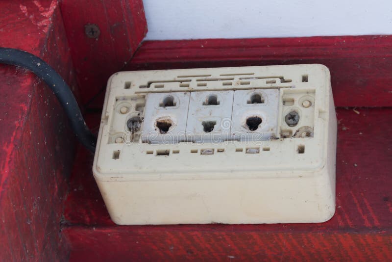 Close-up of Old Socket, Electrical Outlet. Stock Photo - Image of ...