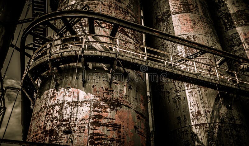 Close Up of Old Steel Plant Structures Stock Image - Image of steel ...