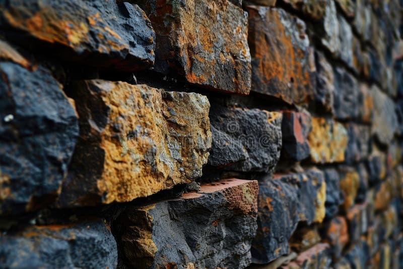 Close-up of an Old Stone Wall Made of Different Colored Bricks Stock ...