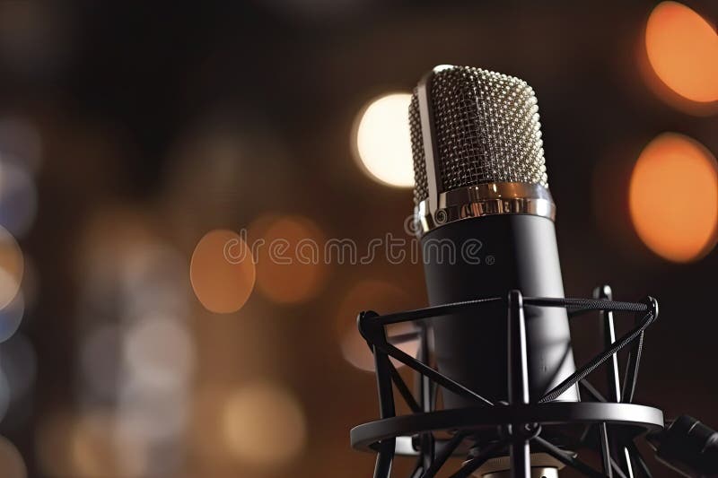 Close-up of an Old Studio Microphone with Lots of Bokeh Stock ...