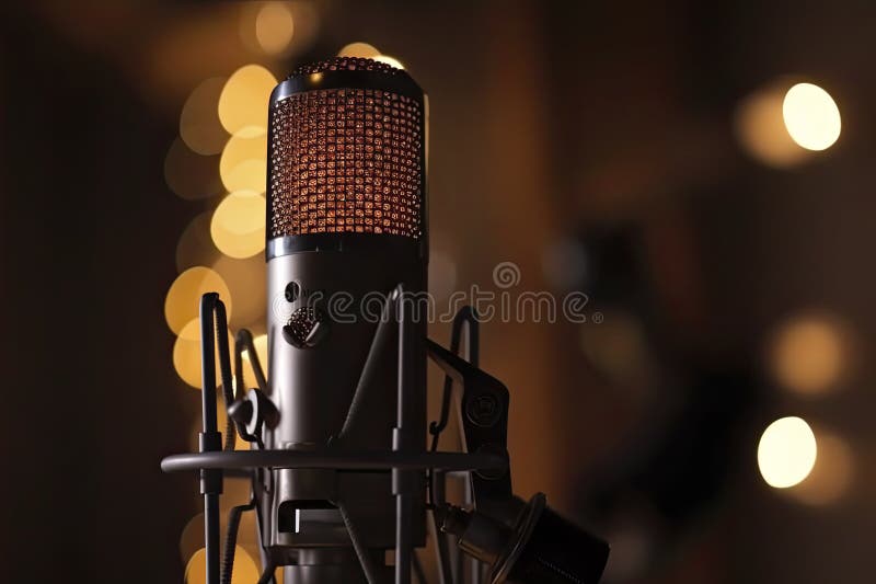 Close-up of an Old Studio Microphone with Lots of Bokeh Stock ...