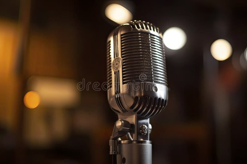 Close-up of an Old Studio Microphone with Lots of Bokeh Stock ...