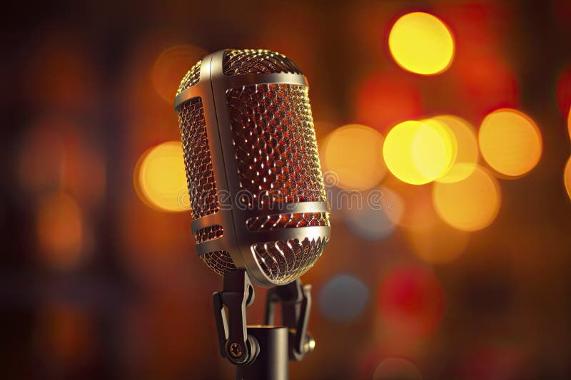 Close-up of an Old Studio Microphone with Lots of Bokeh Stock ...