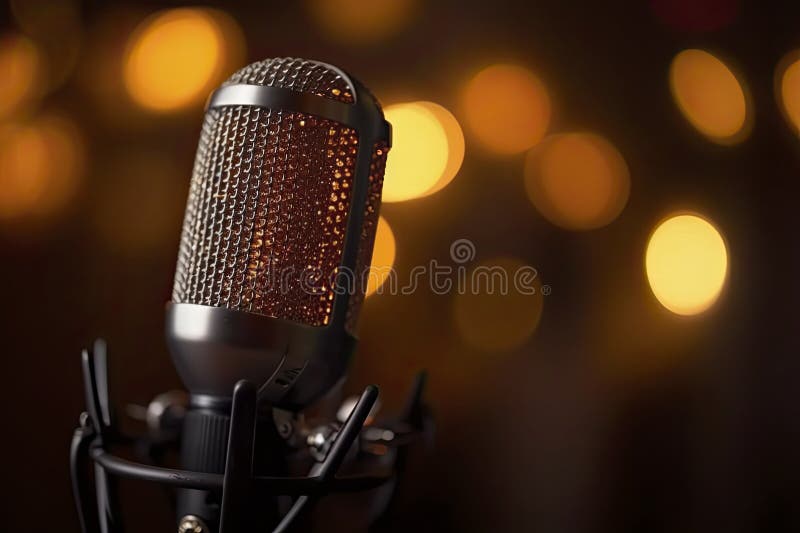 Close-up of an Old Studio Microphone with Lots of Bokeh Stock ...