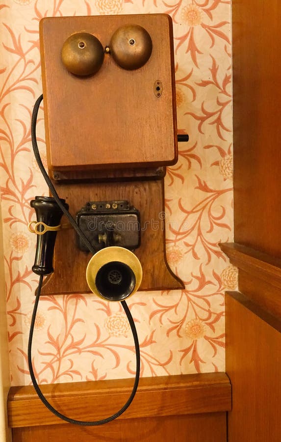 Close Up of an Old Telephone on a Wall Stock Photo - Image of ...