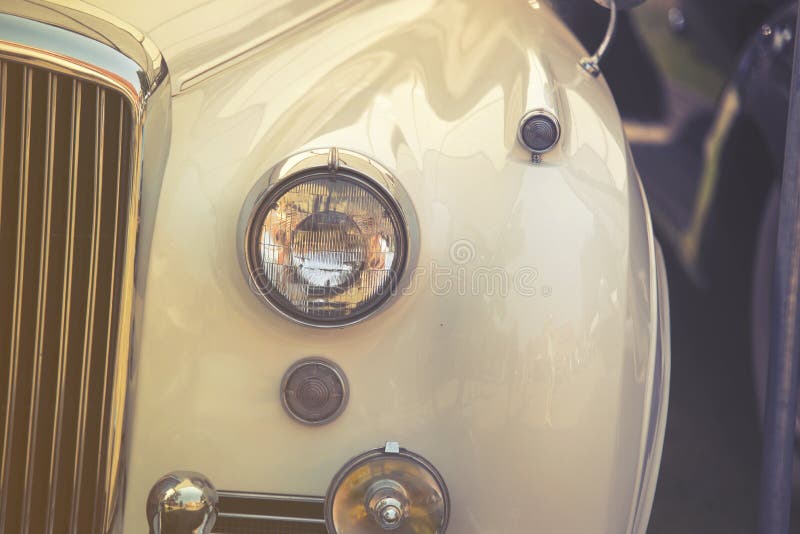 Close Up on Old Vintage Car ,front Light Stock Image - Image of mirror ...