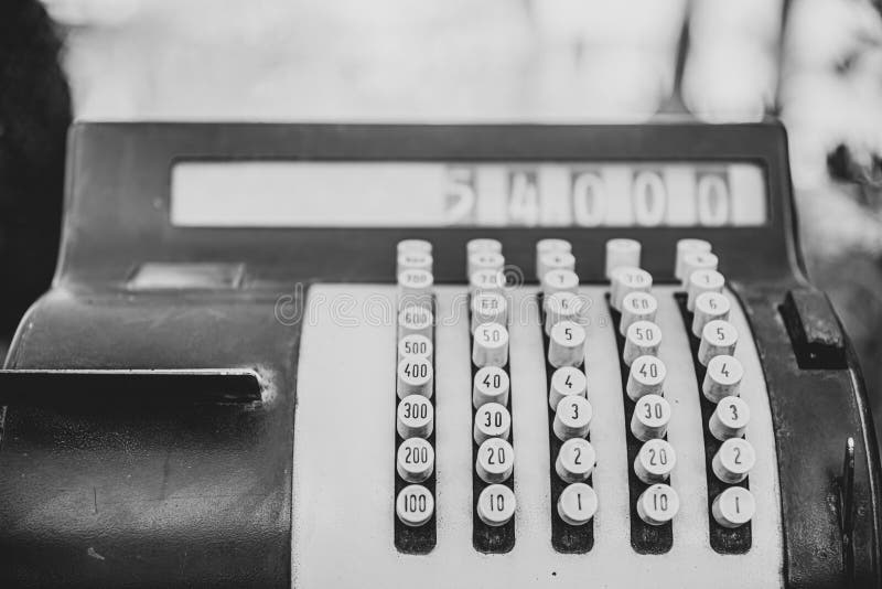 Close Up of Old Vintage Mechanical Cash Register Stock Image - Image of ...