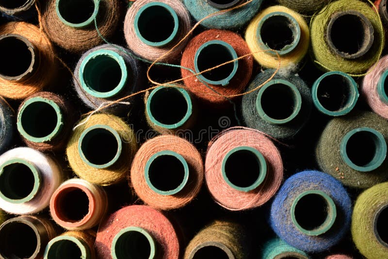Close Up Old Vintage Thread Multicolored for Sewing Machine Stock Image ...