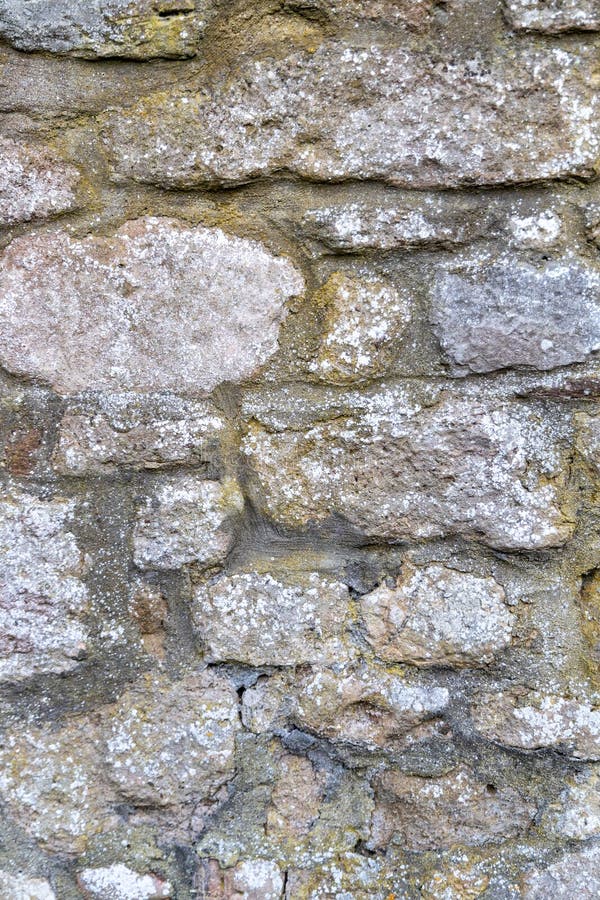 Close-Up of Old Weathered Stone Wall with Textured Surface and Lichen ...