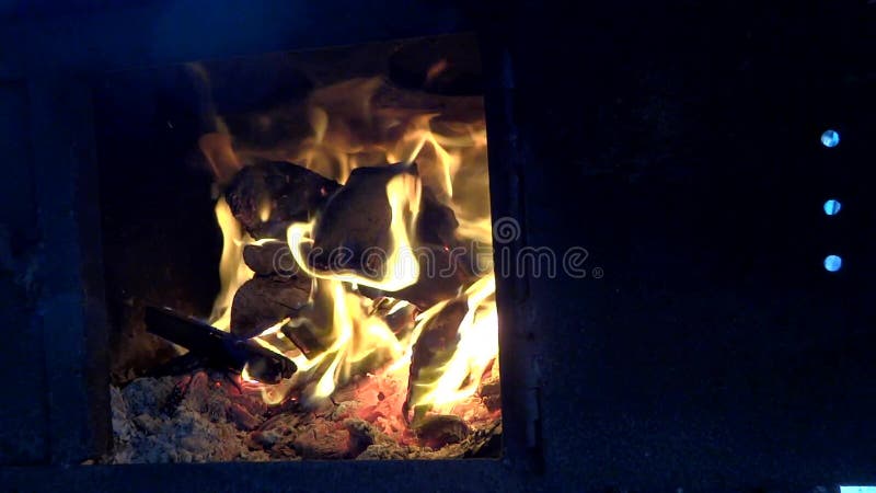 A Stove Top with a Fire Burning on it Stock Footage - Video of warm ...