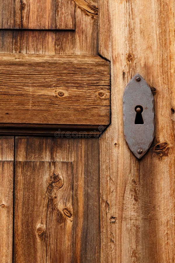 Close-up Old Wooden Door Keyhole Stock Photo - Image of carpentry ...