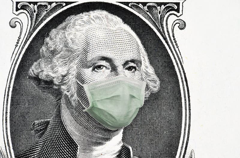 Close Up of One Dollar Money Bill with Face Mask Stock Photo - Image of ...