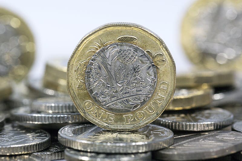 Close Up of One Pound Coins - British Currency Stock Photo - Image of ...
