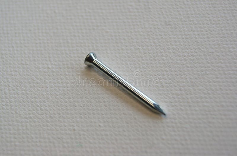 Close-up of One Small Nail on a White Background Stock Image - Image of ...