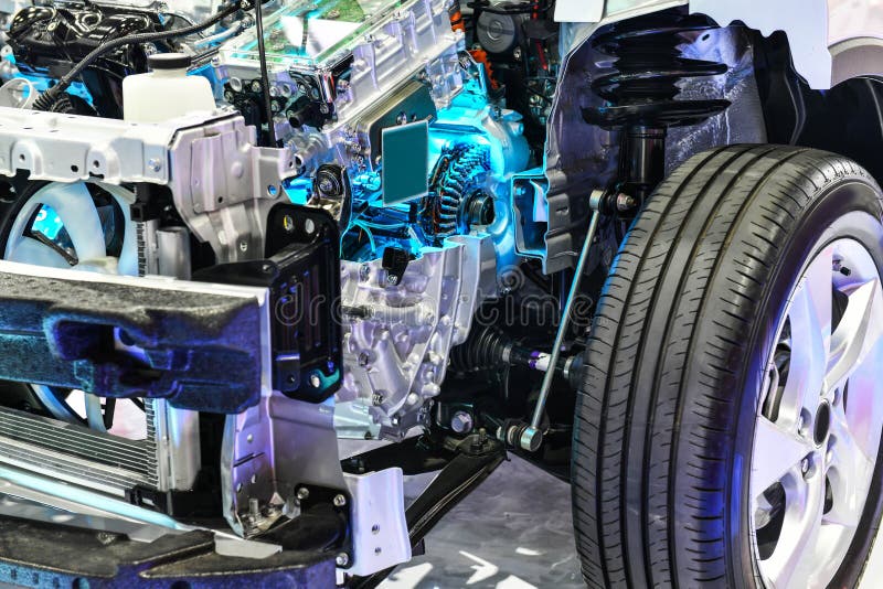 Hybrid Car Engine from Mercedes Stock Photo - Image of cover ...