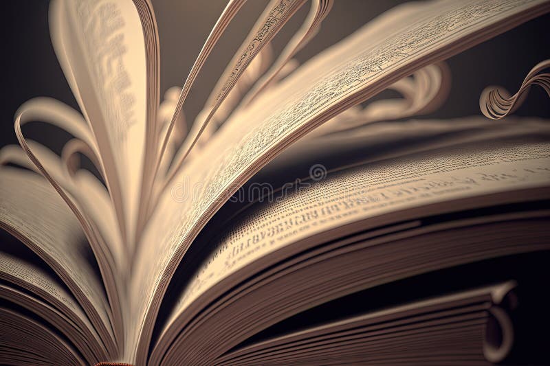 Close-up of Open Book Pages Stock Illustration - Illustration of ...