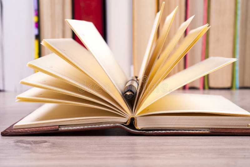 Close-up of Open Book and Pen. Back To School Stock Image - Image of ...