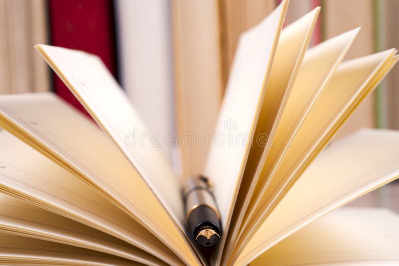 Close-up of Open Book and Pen. Back To School Stock Photo - Image of ...