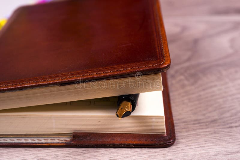 Close-up of Open Book and Pen. Stock Photo - Image of blank, notebook ...