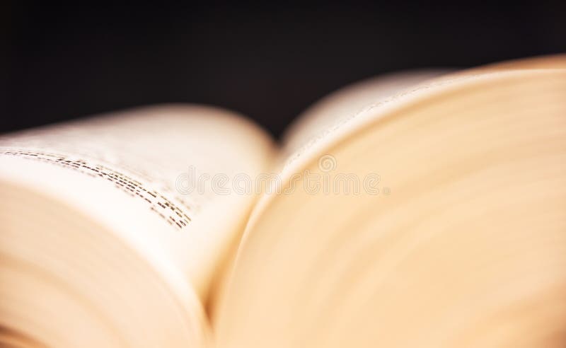 Close-up of an Open Book, Selective Focus and Shallow Depth of Field ...