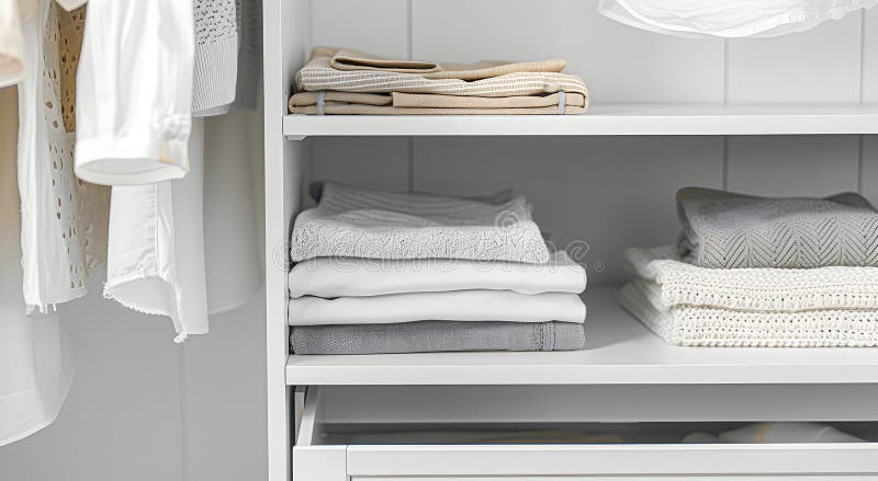 Close-up of Open Closet Drawers with Folded Clothes Stock Image - Image ...
