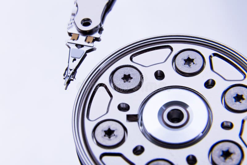 Close Up of Open Computer Hard Disk Drive Stock Photo - Image of media ...