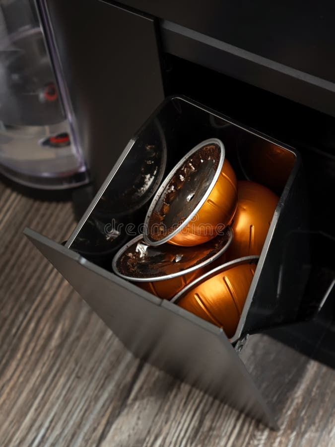 Close-up of an Open Container for Used Coffee Capsules in a Coffee ...