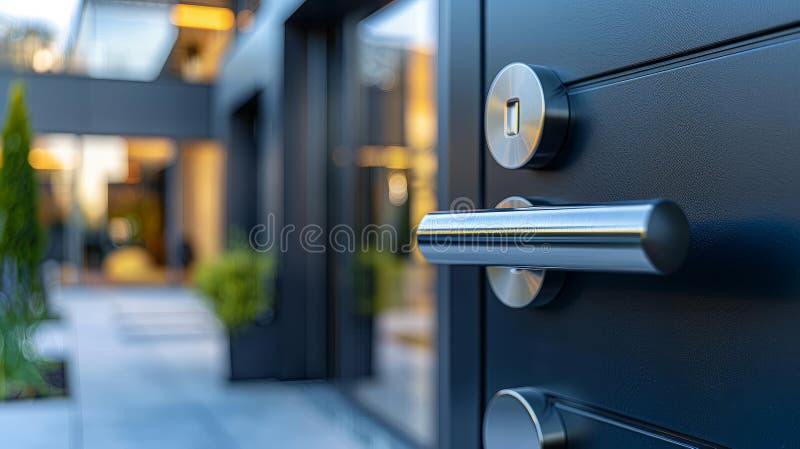 Close-up of an Open Door with Modern Handle and Lock. Stock Photo ...