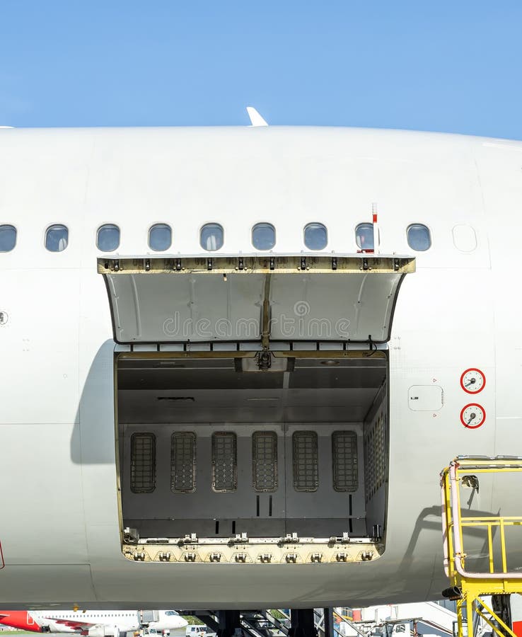 Close-up of the Open Empty Luggage Compartment of a Passenger Plane ...
