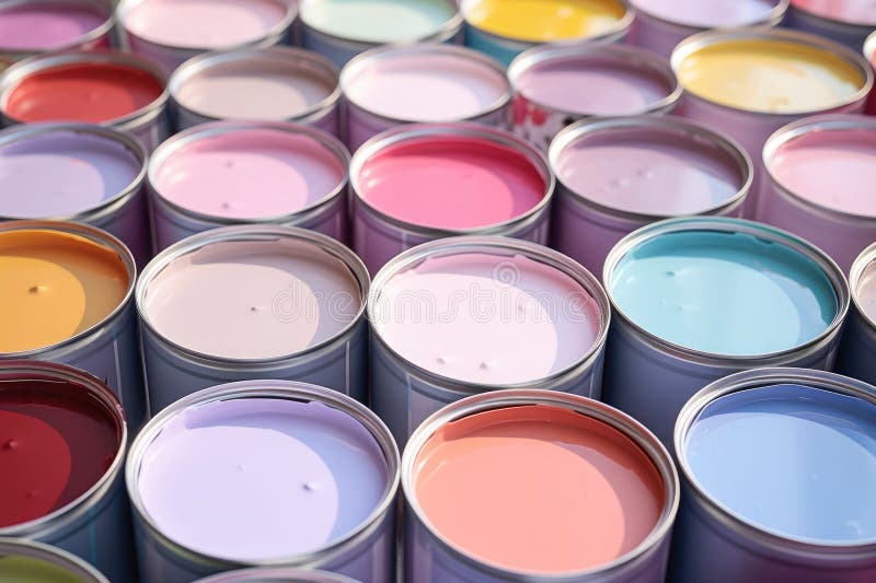 Close Up of Open Paint Cans with Pastel Paint. Generative AI Stock ...
