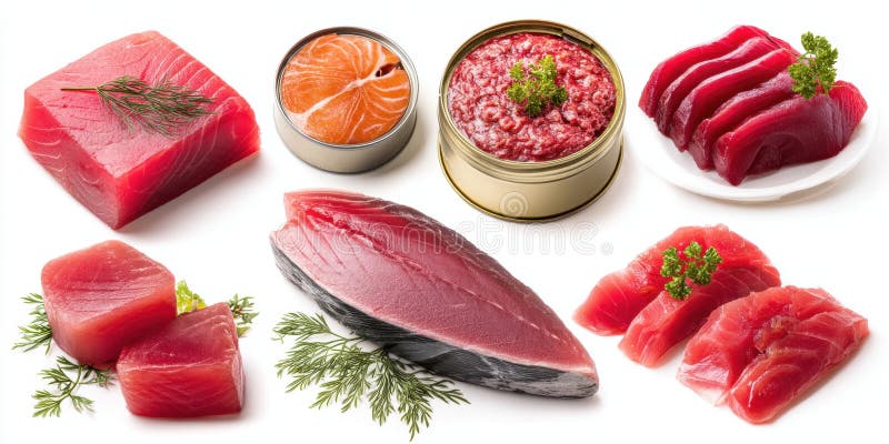 Close-up of an Open Tuna Can with Visible Fish Flakes on a White ...