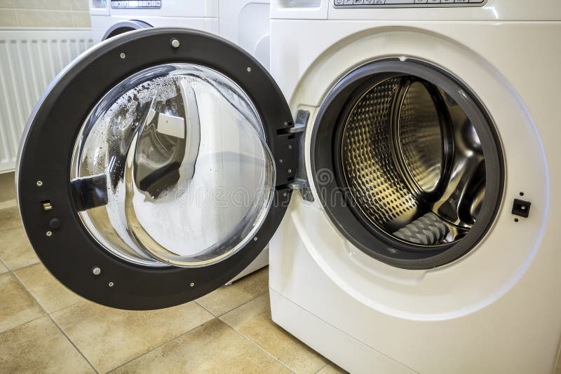 Open Washing Machine with Clothes Stock Image - Image of open ...