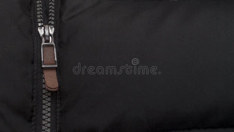Close-up Open Zipper on a Black Down Jacket Stock Image - Image of ...