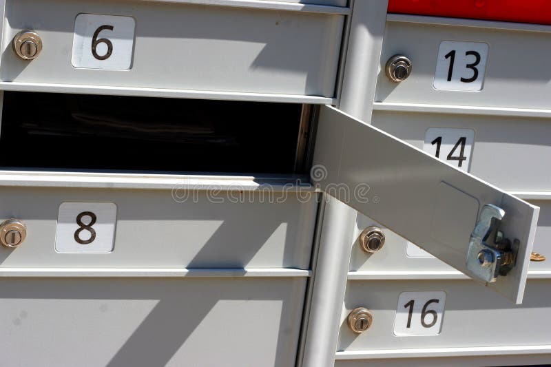 Close Up of Opened Community Mail Box in Canada Stock Image - Image of ...