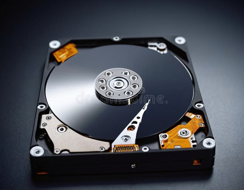 Close-Up of an Opened Computer Hard Disk Drive Showcasing Internal ...