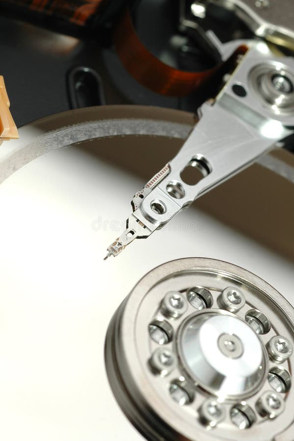 Close Up of Opened Hard Disk Drive Stock Photo - Image of chip ...