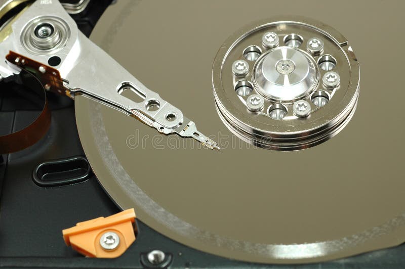 Close Up of Opened Hard Disk Drive Stock Photo - Image of datapump ...