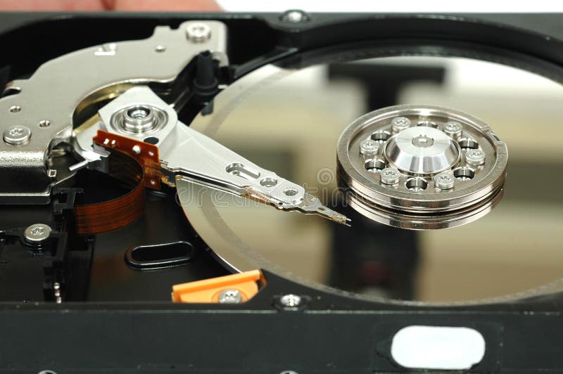 Close Up of Opened Hard Disk Drive Stock Photo - Image of hard ...